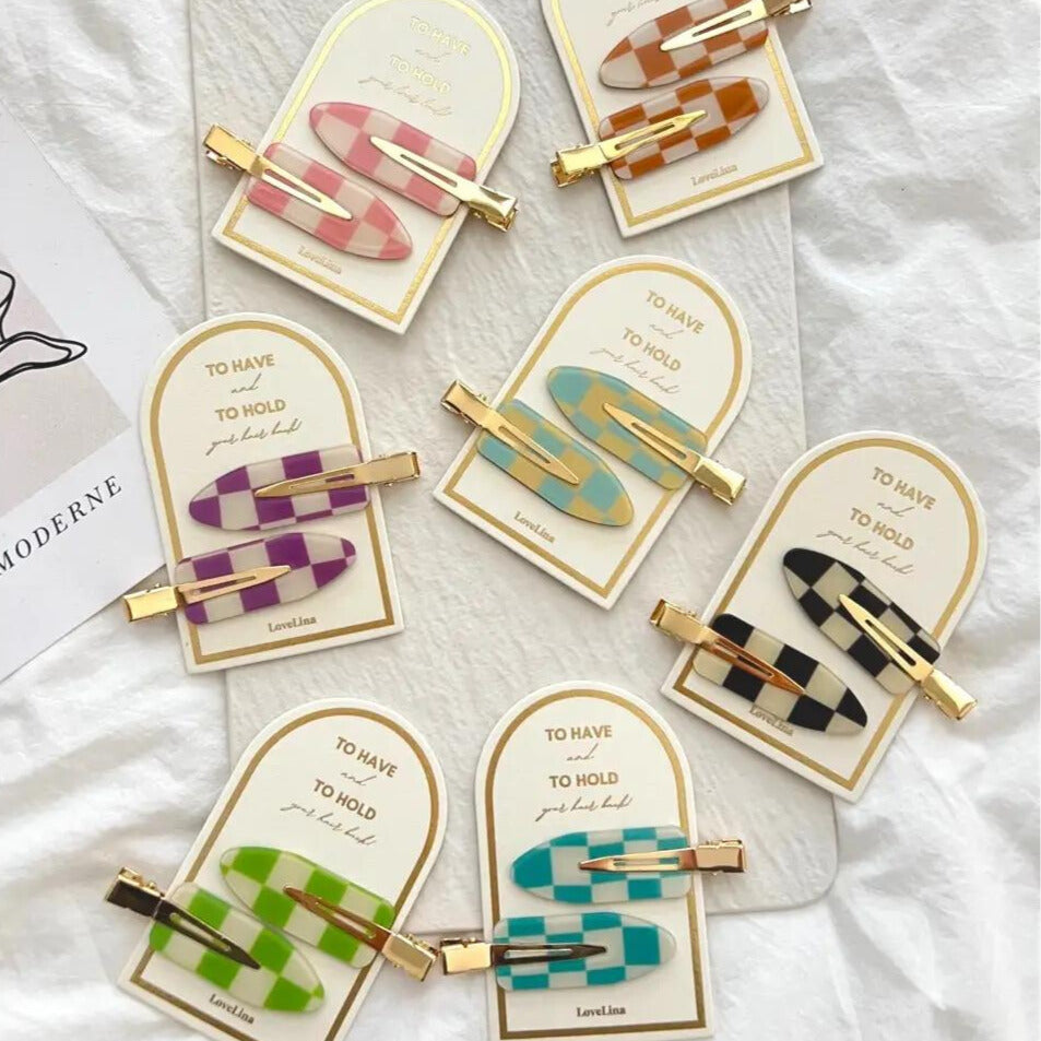 Checked Hair Clips – Forward Golf